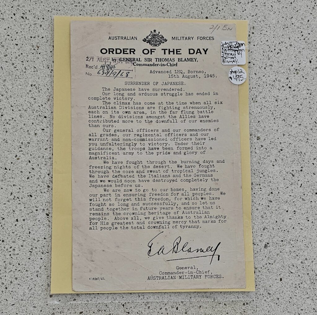 Surrender of Japan Notification 1945 - Campbells Online Store