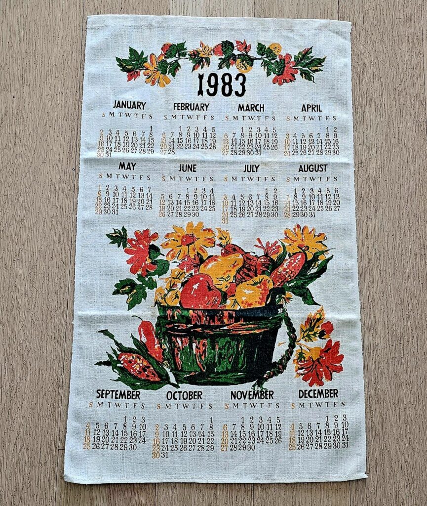 Vintage Teatowel - Calendar 1983 - Campbells Online Store