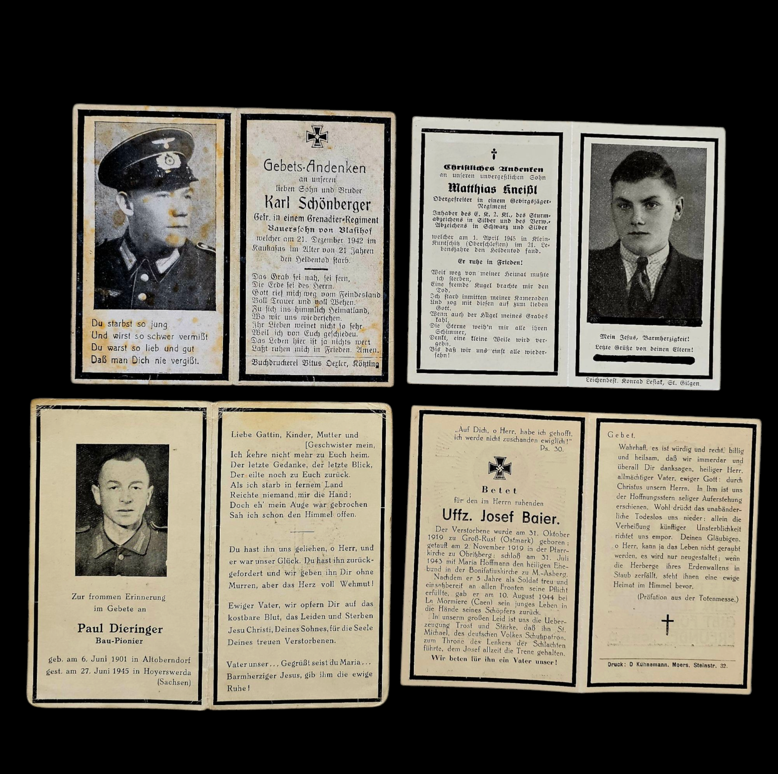 German WWII Funeral Cards (Group N) - Campbells Online Store