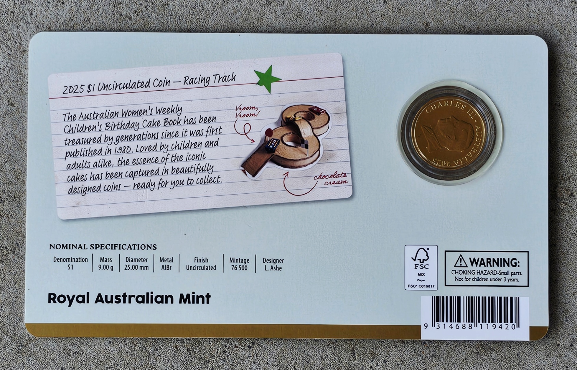 Australian One Dollar Coin - Racing Track - Campbells Online Store