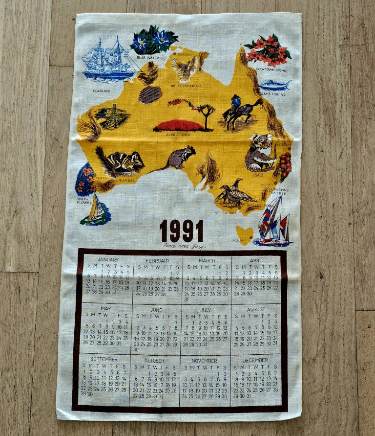 Vintage Teatowel - Calendar 1991 - Campbells Online Store