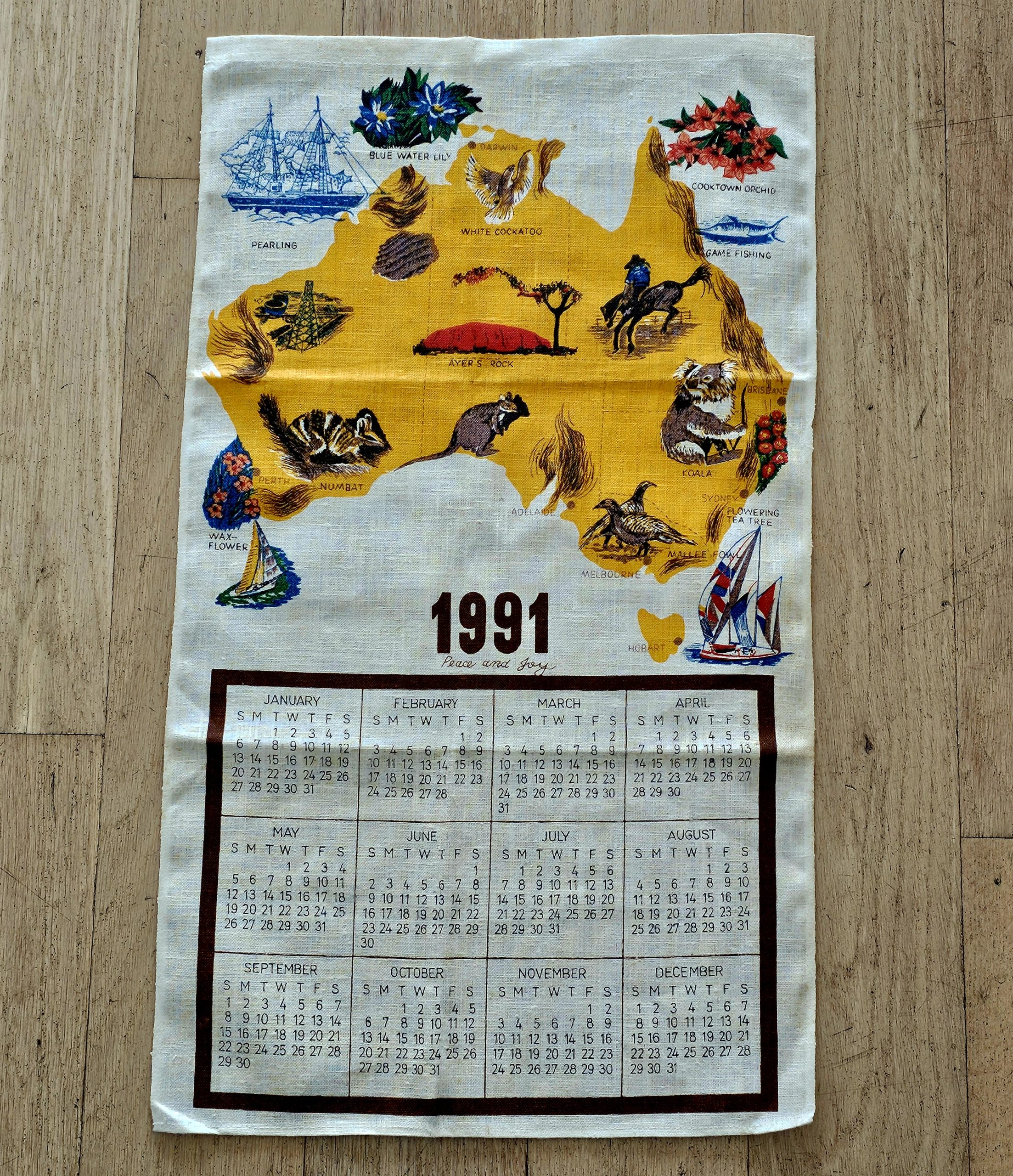 Vintage Teatowel - Calendar 1991 - Campbells Online Store