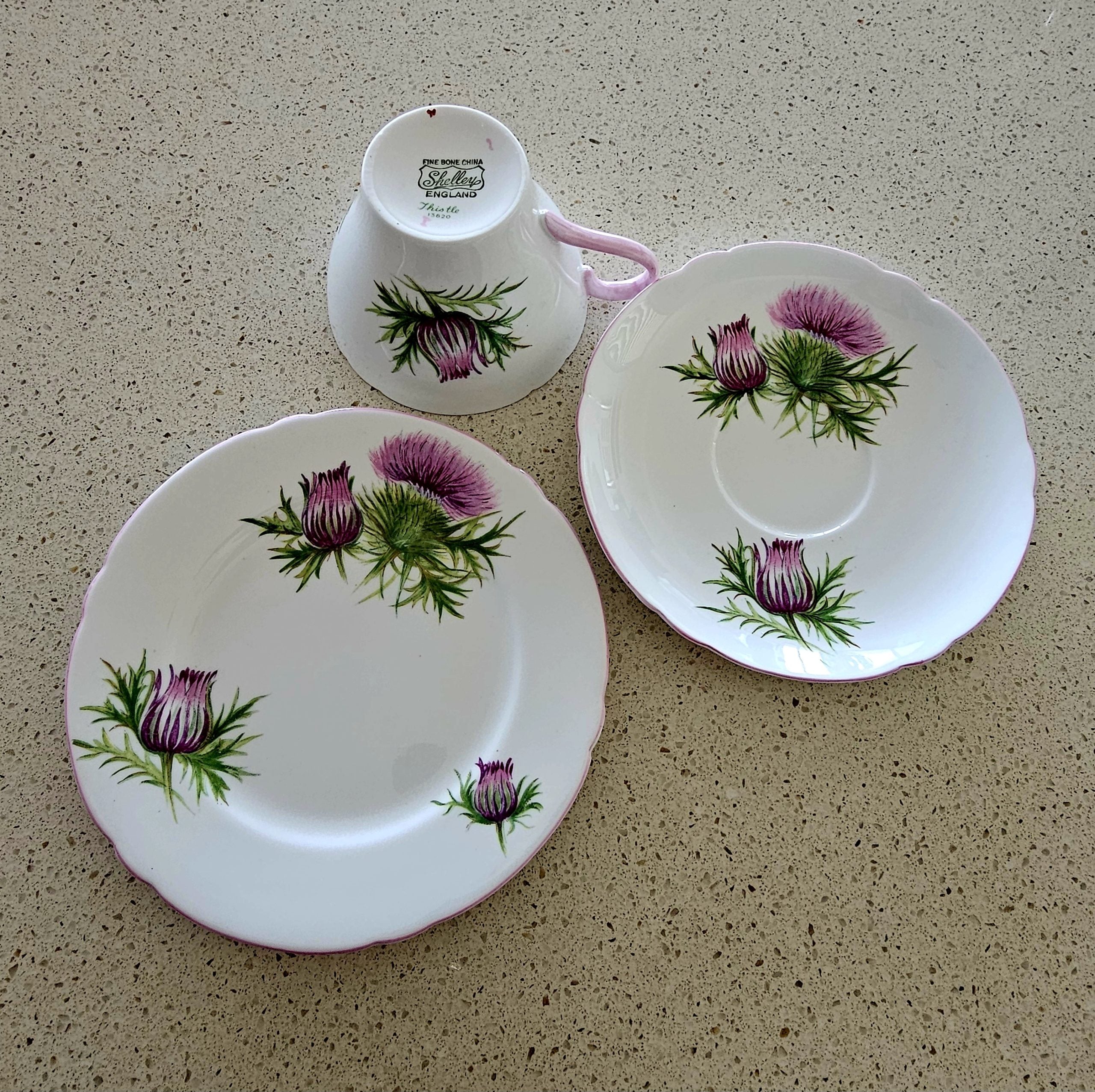 Shelley Cup, Saucer, Plate Trio - Thistle - Campbells Online Store